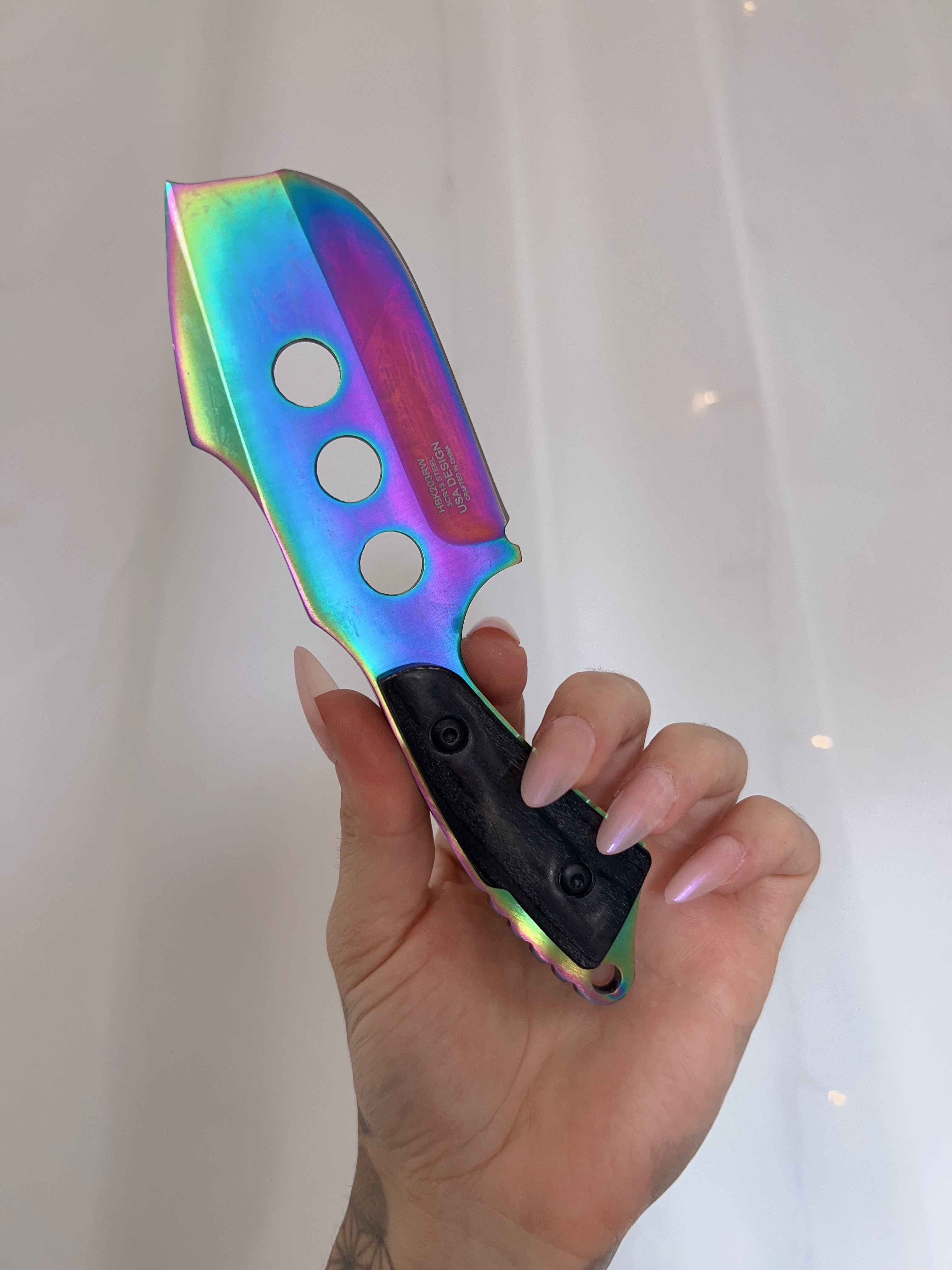 Full Tang Rainbow Fixed Blade – Blades For Babes