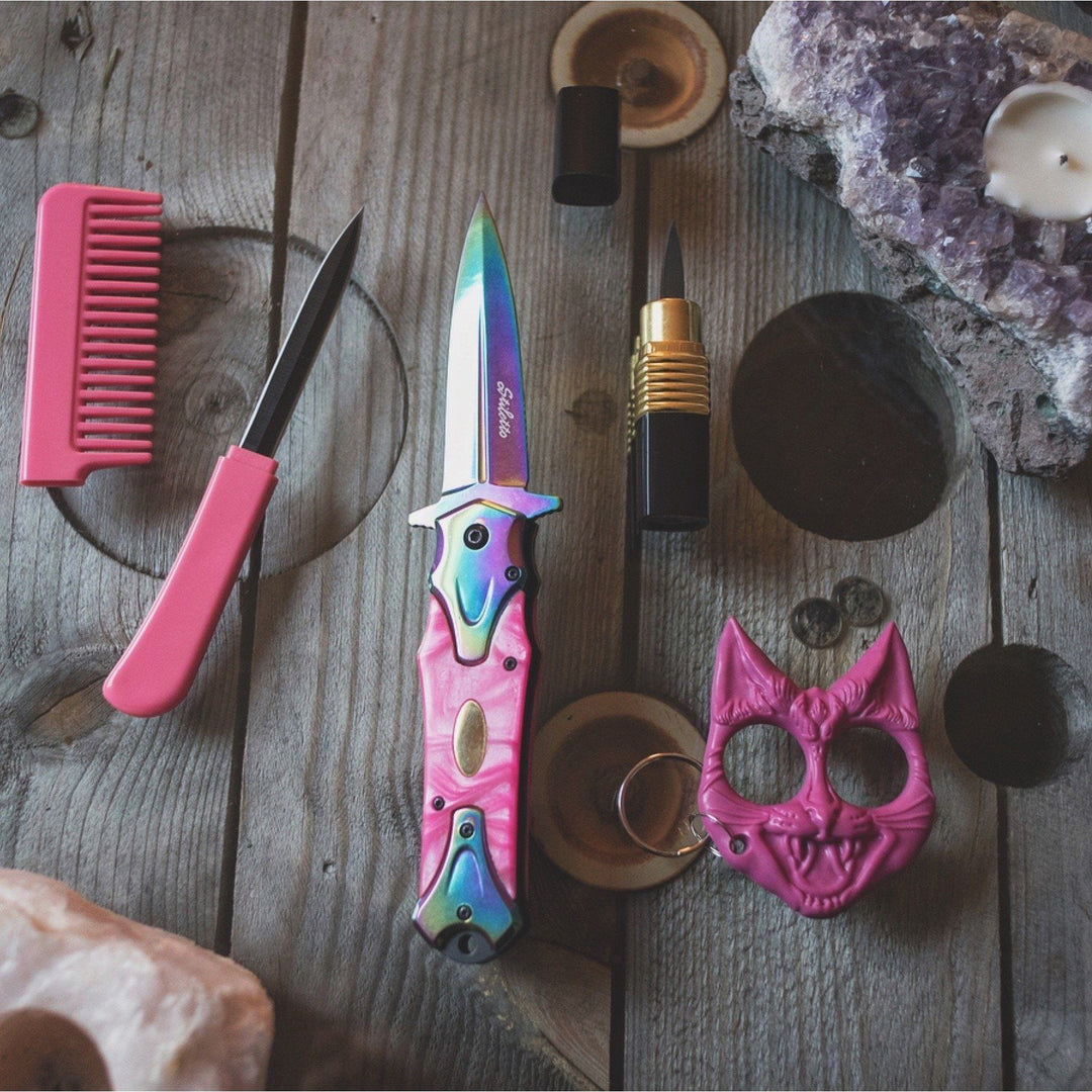 Buy Pink Colored Kitty Cat Knuckles with Key Ring Online – Blades For Babes