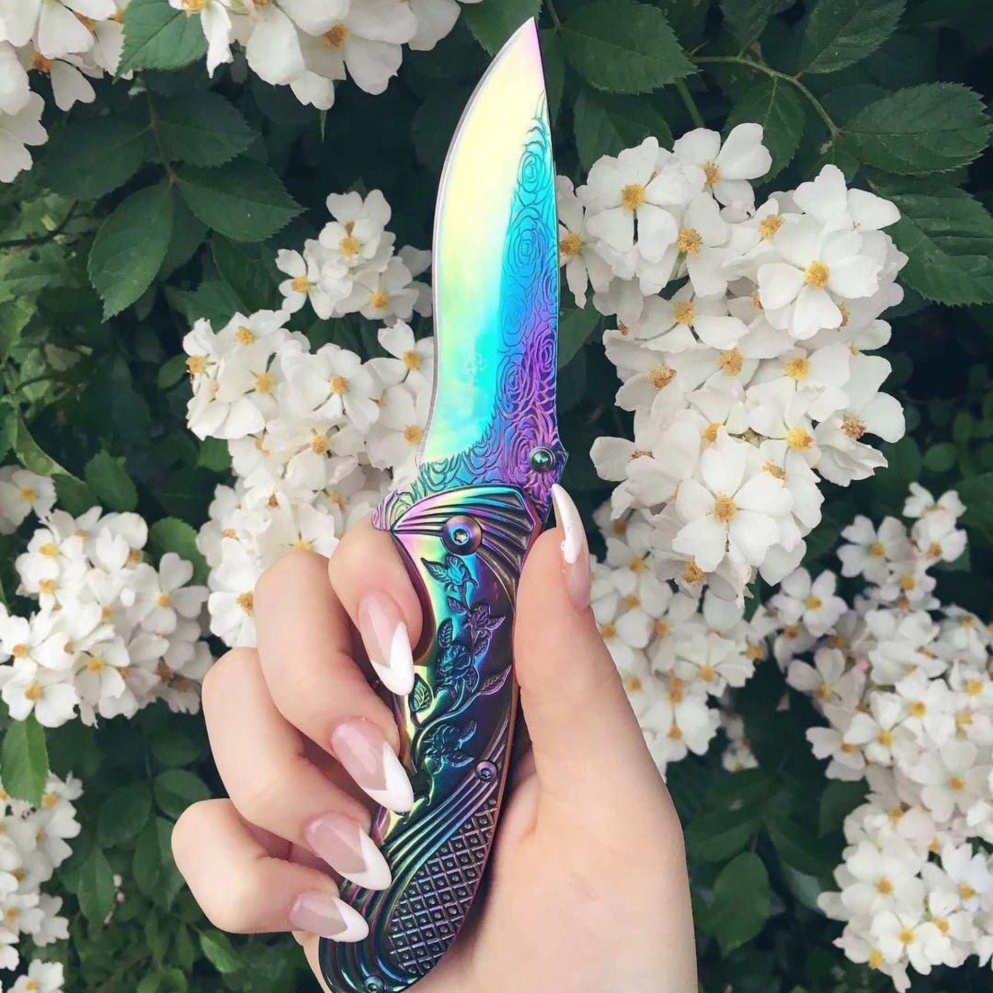 Rainbow Pocket Knife | Rainbow Rose Knife | Blades for Babes – Blades ...